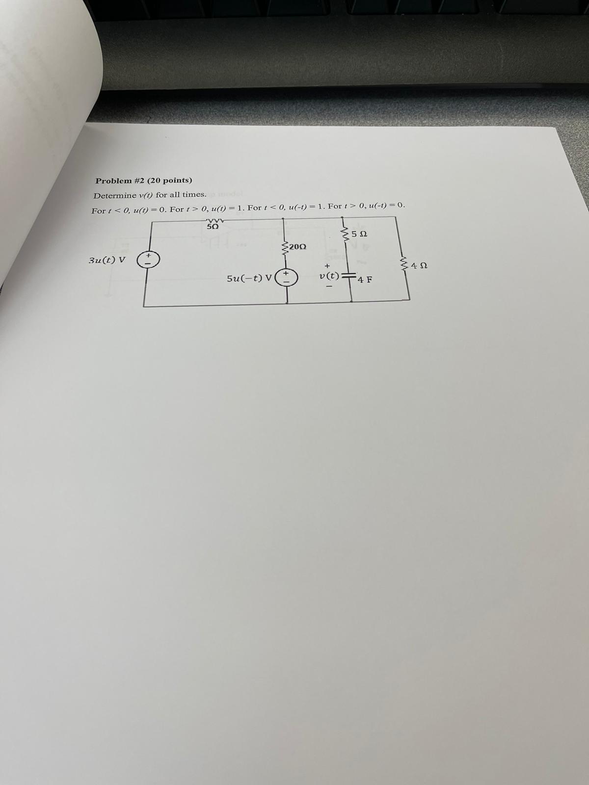 Solved Problem #2 (20 ﻿points)Determine v(t) ﻿for all times. | Chegg.com