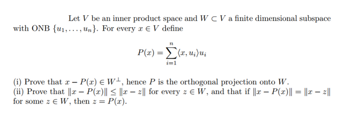 Solved Let V be an inner product space and W CV a finite | Chegg.com