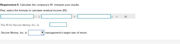 Solved Requirement 5. Calculate the company's RI. Interpret | Chegg.com