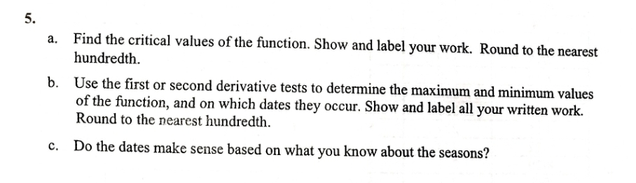 MATH 171 Project 3 Calculus I Fall 2019 The following | Chegg.com