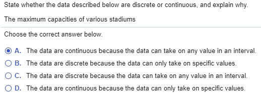 Solved State whether the data described below are discrete | Chegg.com