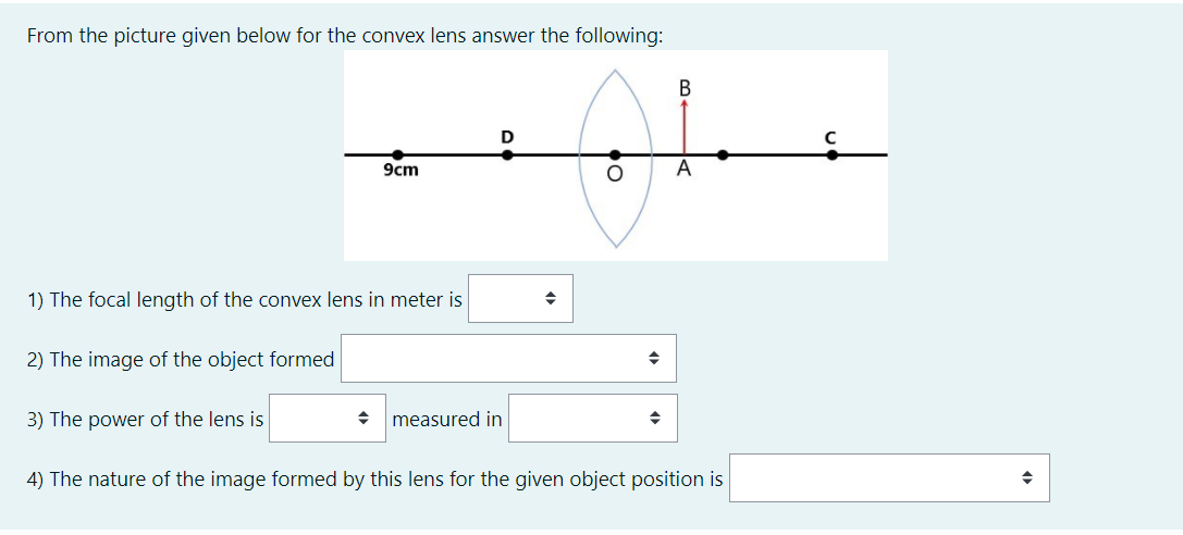 Solved From the picture given below for the convex lens | Chegg.com