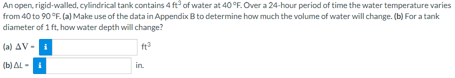 Solved An open, rigid-walled, cylindrical tank contains 4 ft | Chegg.com