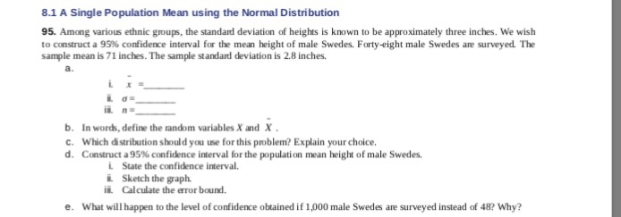 Solved 8.1 A Single Population Mean using the Normal | Chegg.com
