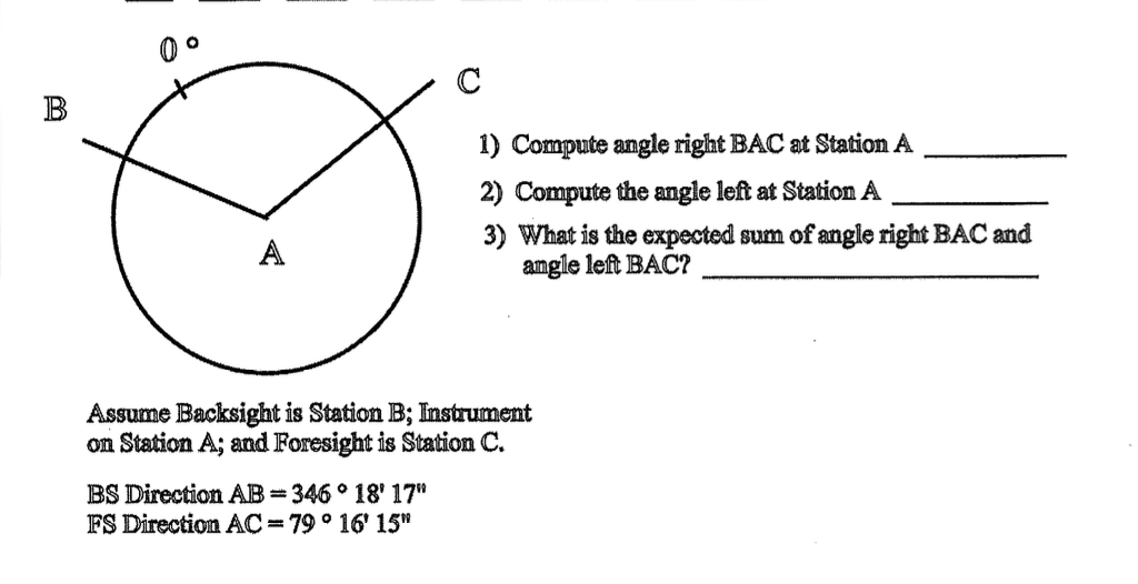 Solved 1) Compute angle right BAC at Station A 2) Compute | Chegg.com Solved 1) Compute angle right BAC at Station A 2) Compute | Chegg.com
