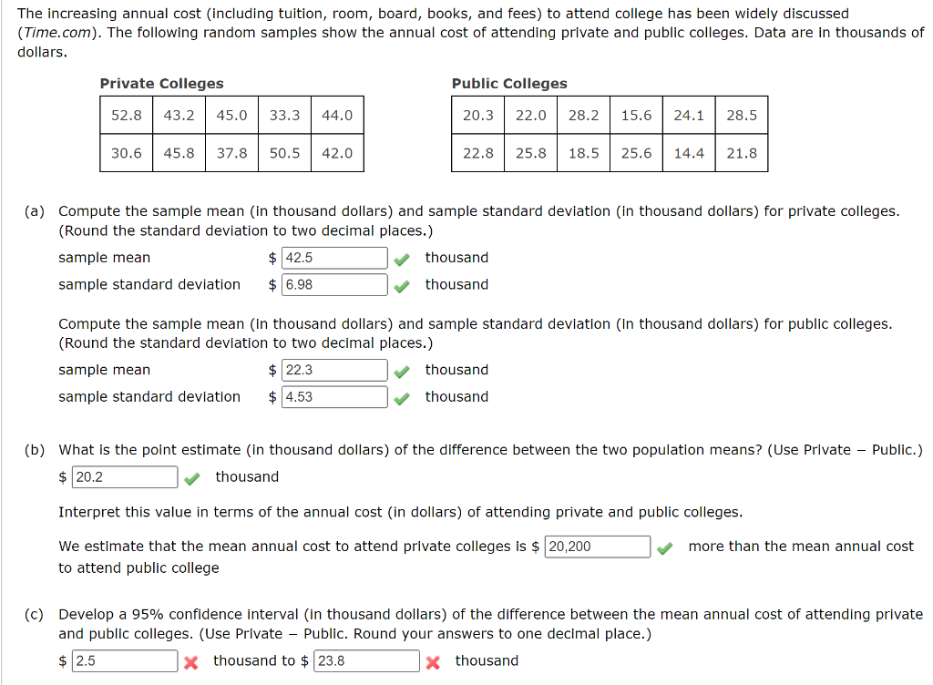 Solved The increasing annual cost (including tuition, room, | Chegg.com