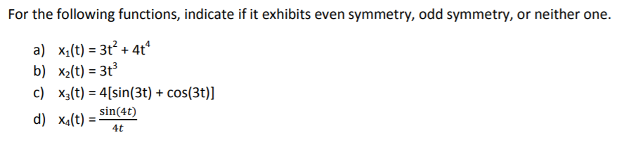 Solved For the following functions, indicate if it exhibits | Chegg.com