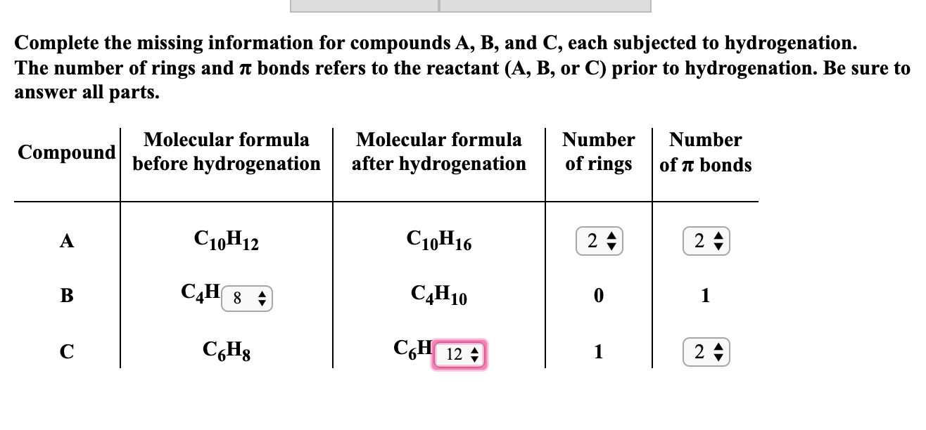 Solved Complete the missing information for compounds A, B, | Chegg.com Solved Complete the missing information for compounds A, B, | Chegg.com