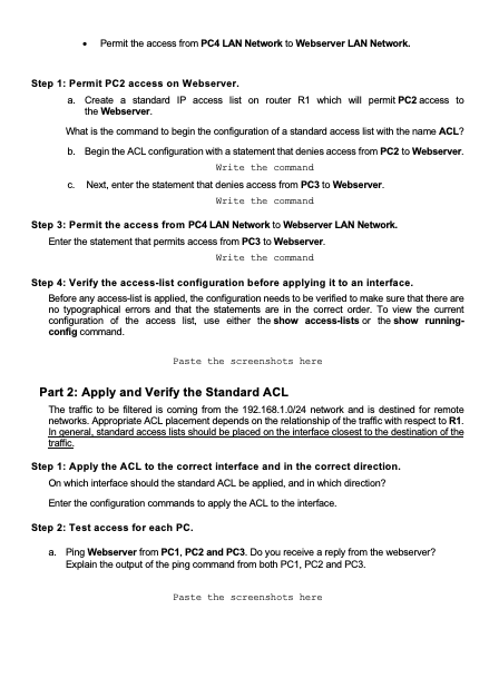 Standard IPv4 ACLs Ves Server $1 1104 1011 IC 121813 | Chegg.com