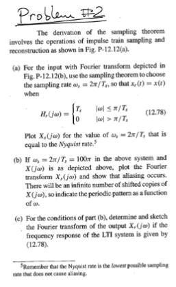 Problem #2 The derivation of the sampling theorem | Chegg.com
