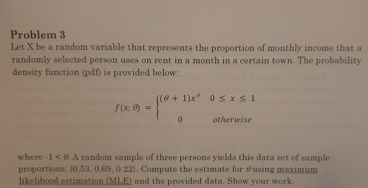 Solved Problem 3 Let X be a random variable that represents | Chegg.com