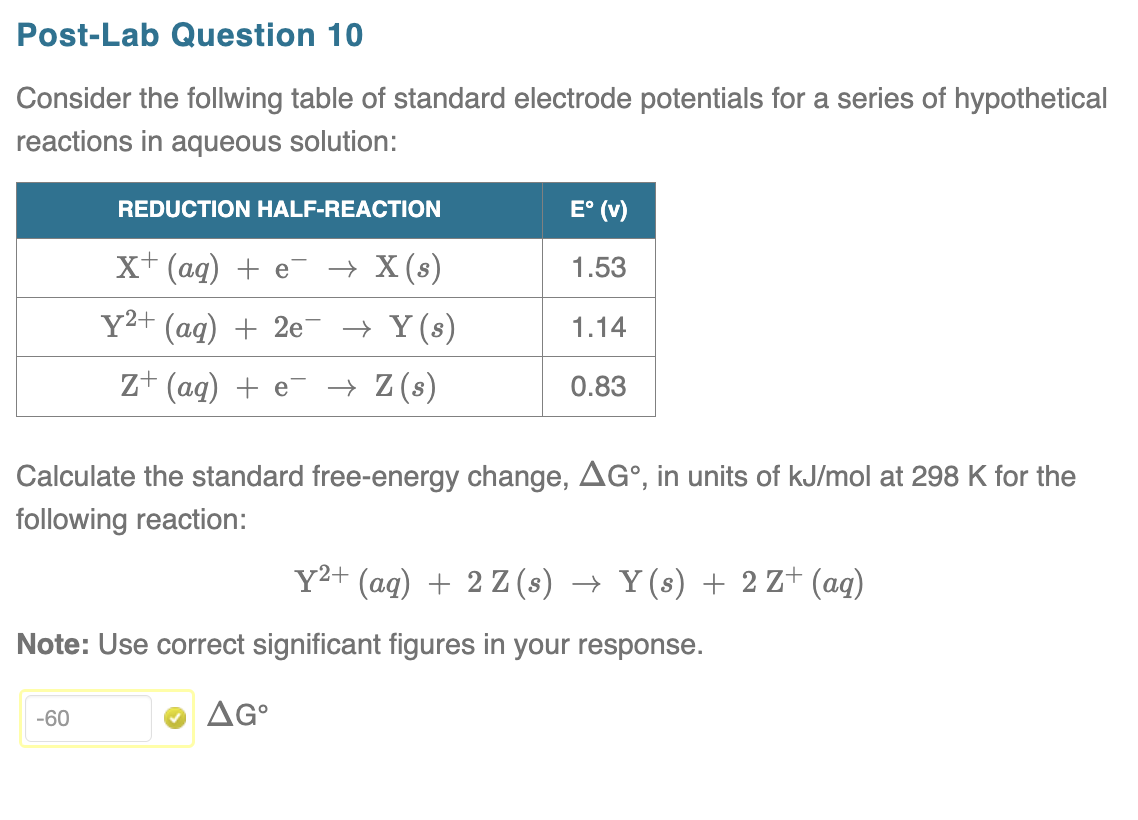 Solved Consider the follwing table of standard electrode | Chegg.com