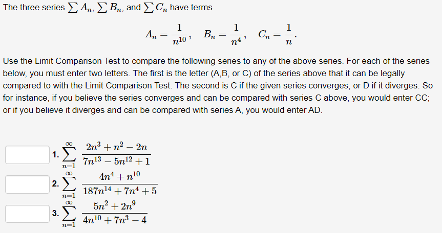 Solved The three series \\\\sum A_(n),\\\\sum B_(n), and | Chegg.com