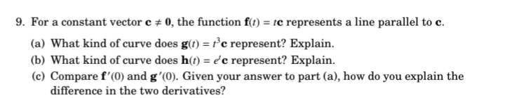 Solved 9. For a constant vector c =0, the function f(t)=tc | Chegg.com