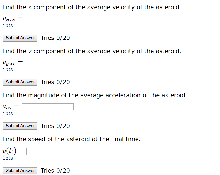 Solved 2d Position Velocity And Acceleration Relationships
