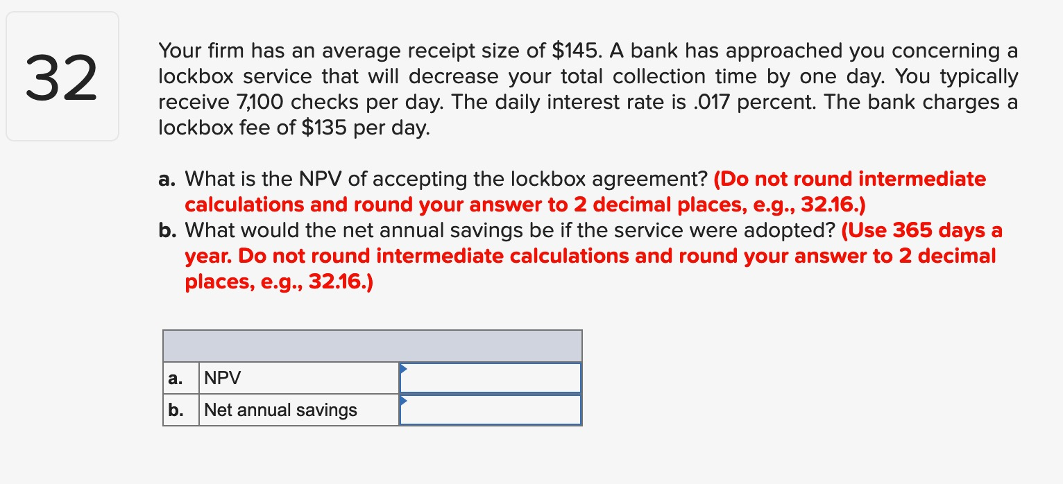 Solved 32 Your firm has an average receipt size of $145. A | Chegg.com
