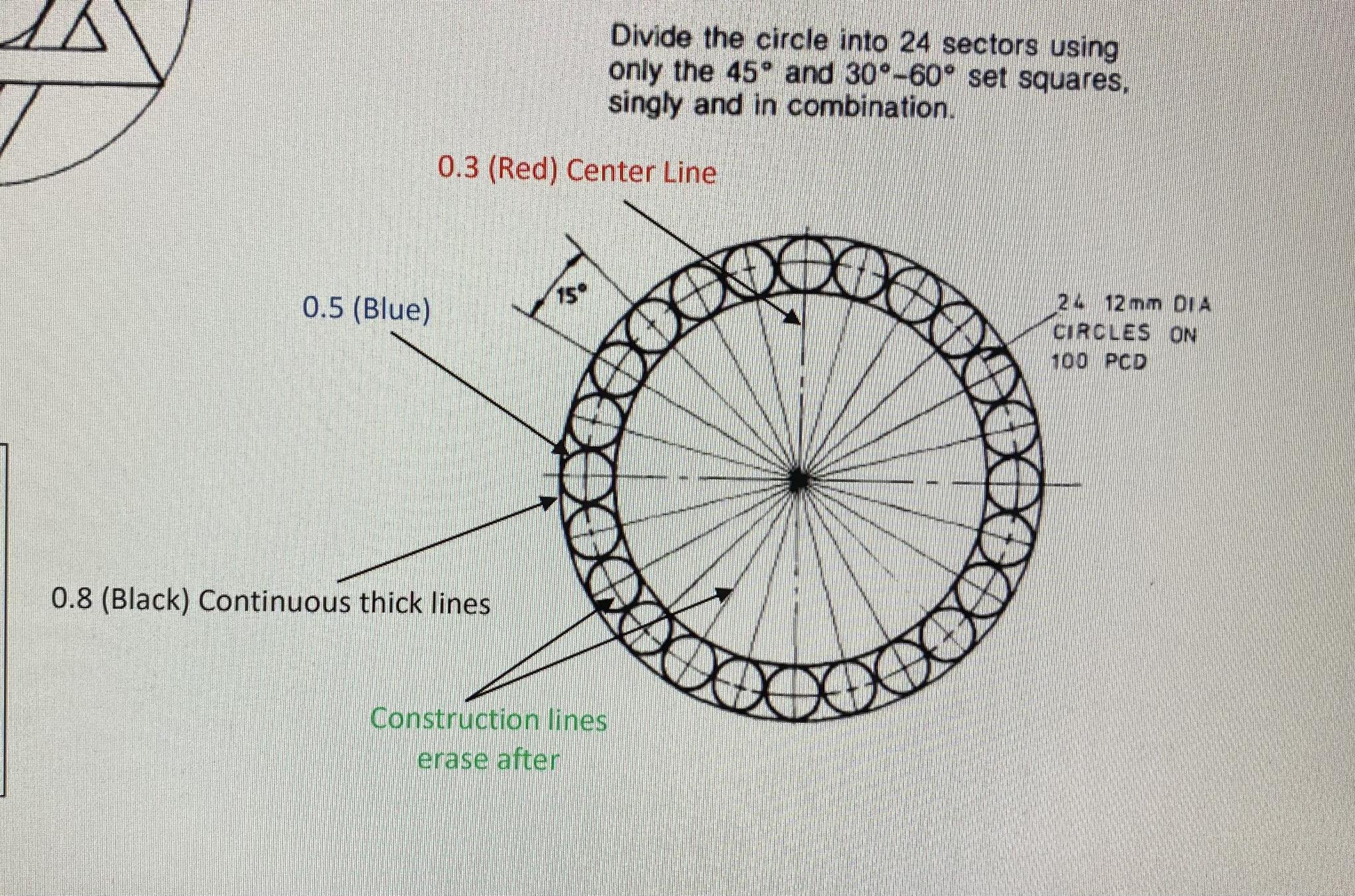 What is the diameter of the 24 circles and the inner | Chegg.com