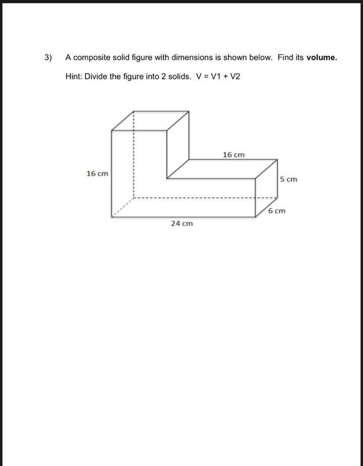 Solved 3) A composite solid figure with dimensions is shown | Chegg.com