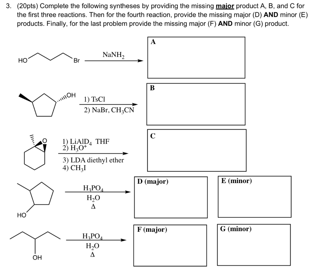 Solved 3. (20pts) Complete the following syntheses by | Chegg.com