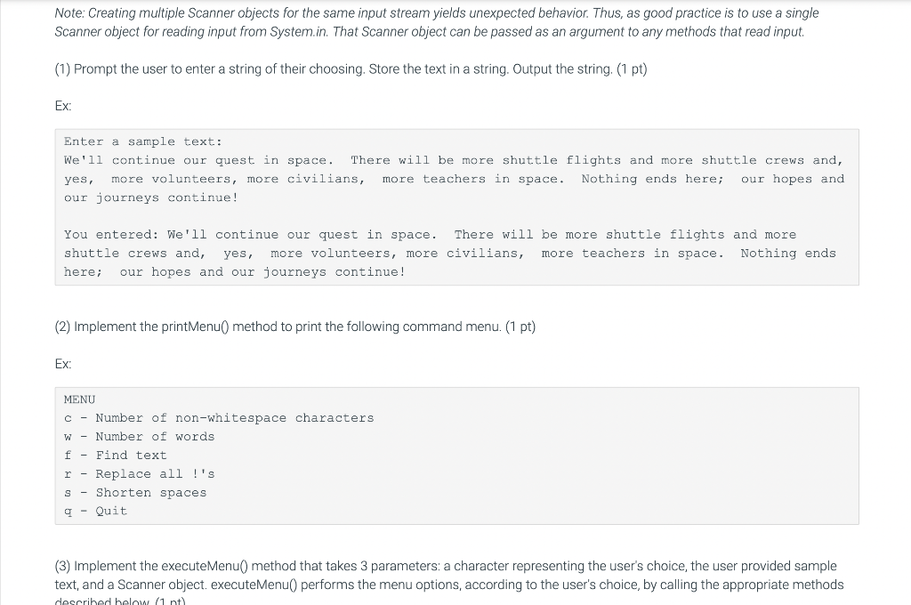 Solved Note: Creating multiple Scanner objects for the same | Chegg.com