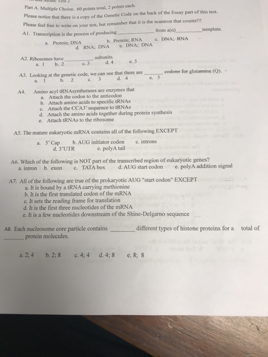 Solved Part A. Multiple Choice. 60 points total, 2 points | Chegg.com