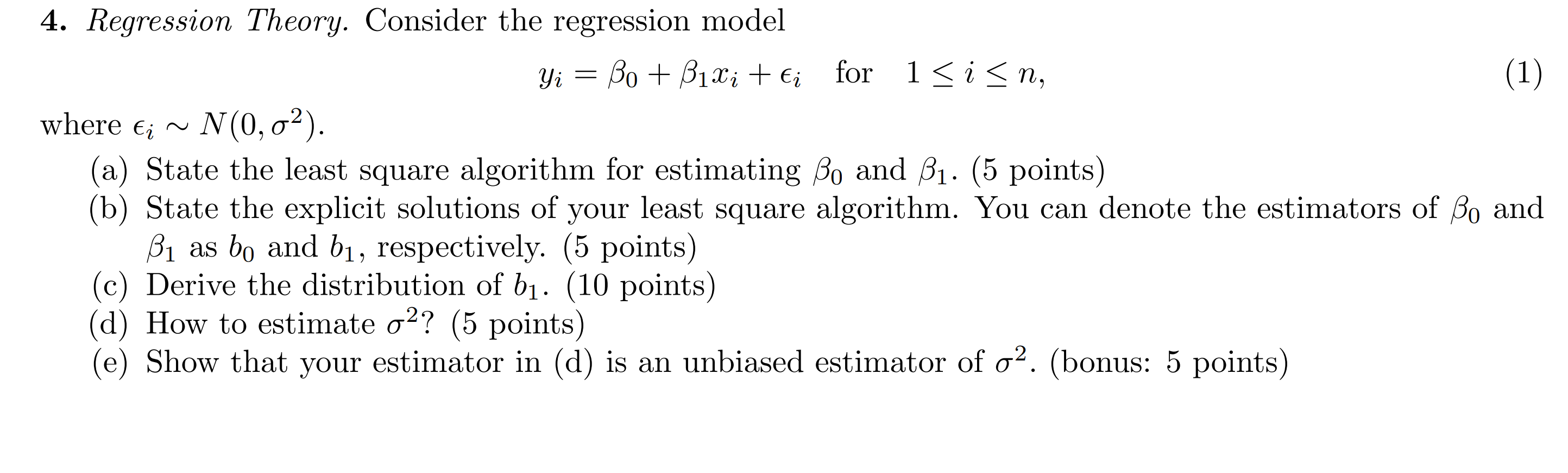 Solved 4. Regression Theory. Consider the regression model | Chegg.com