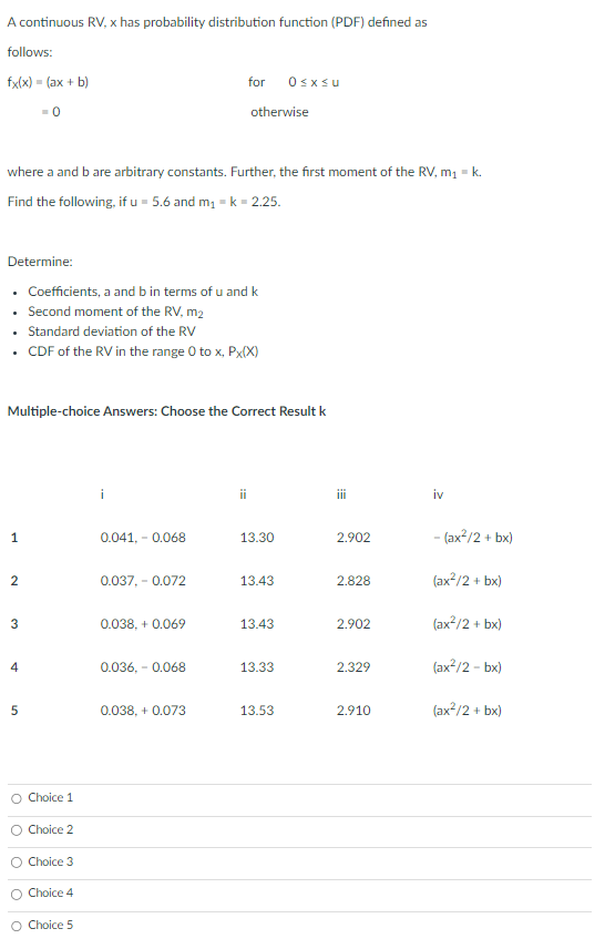 Solved A continuous RV, x has probability distribution | Chegg.com