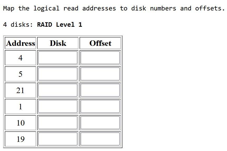 Solved Map the logical read addresses to disk numbers and | Chegg.com
