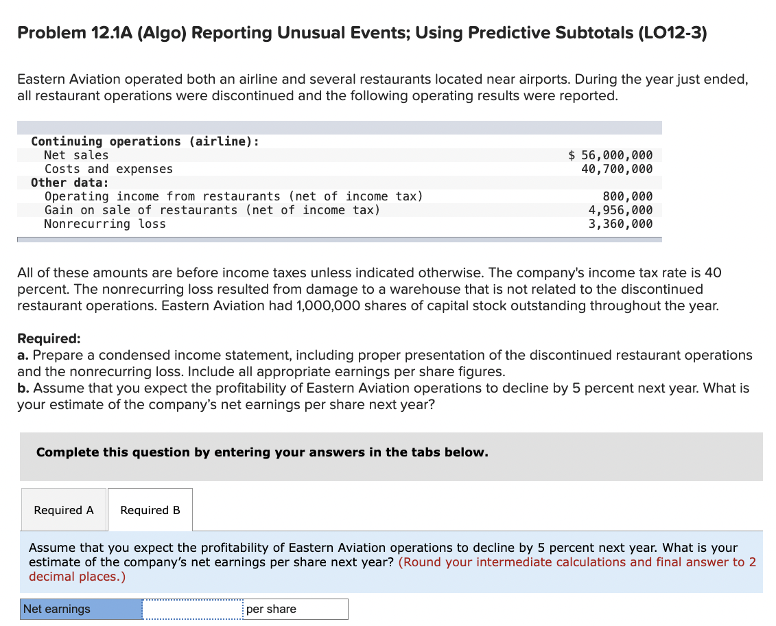 Solved Problem 12.1A (Algo) ﻿Reporting Unusual Events; Using | Chegg.com