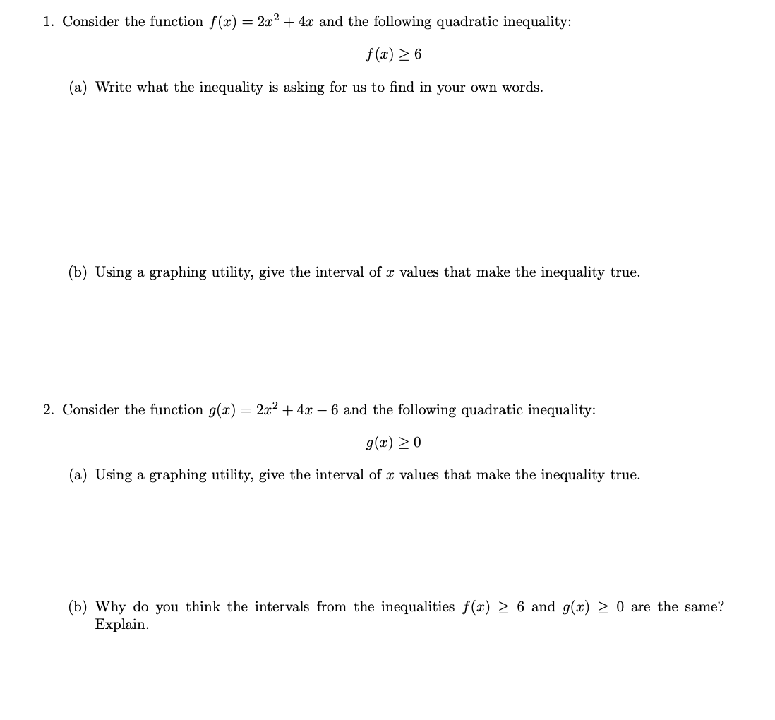Solved 1 Consider The Function F X 2x2 4x And The