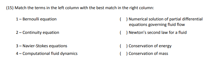 Solved (15) Match the terms in the left column with the best | Chegg.com