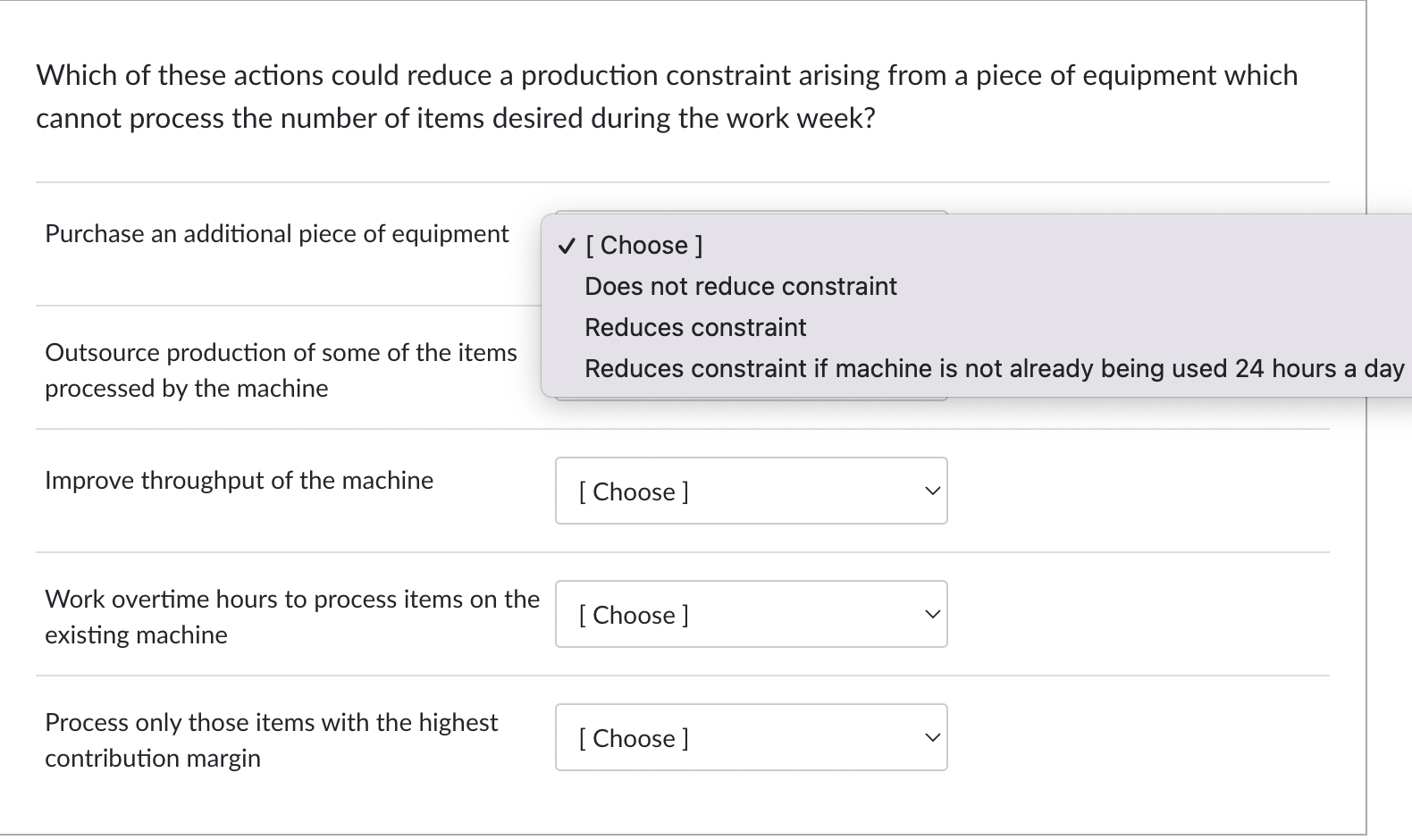 Solved Which of these actions could reduce a production | Chegg.com