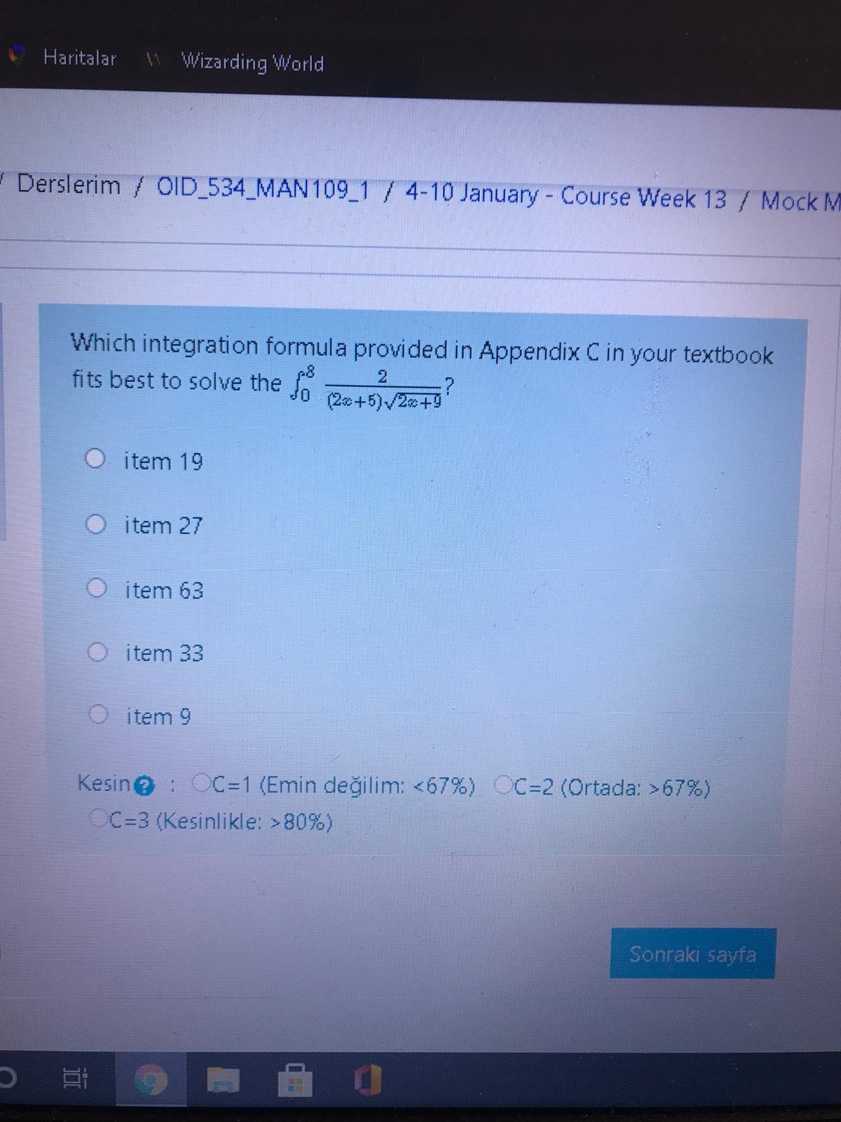 Which integration formula provided in Appendix C in | Chegg.com
