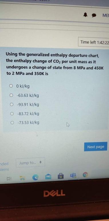 Solved ΜΕΙ Time left 1:42:22 Using the generalized enthalpy | Chegg.com