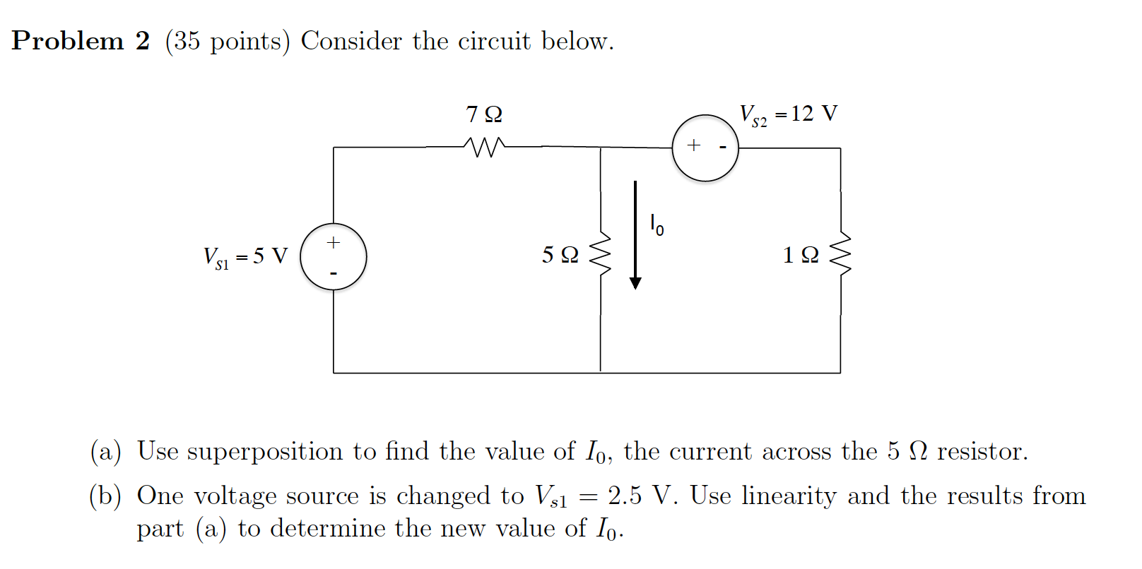 Solved Problem 2 (35 points) Consider the circuit below. Vs2 | Chegg.com