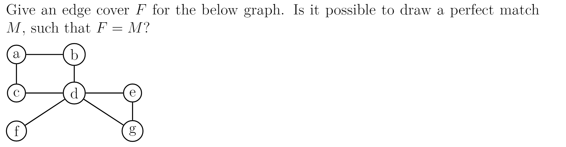Solved Give an edge cover F for the below graph. Is it | Chegg.com