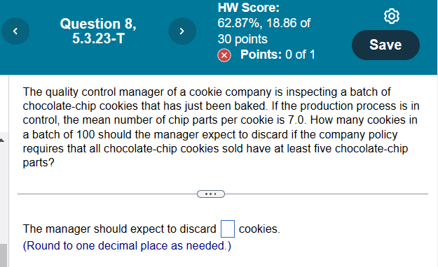 Solved The quality control manager of a cookie company is | Chegg.com