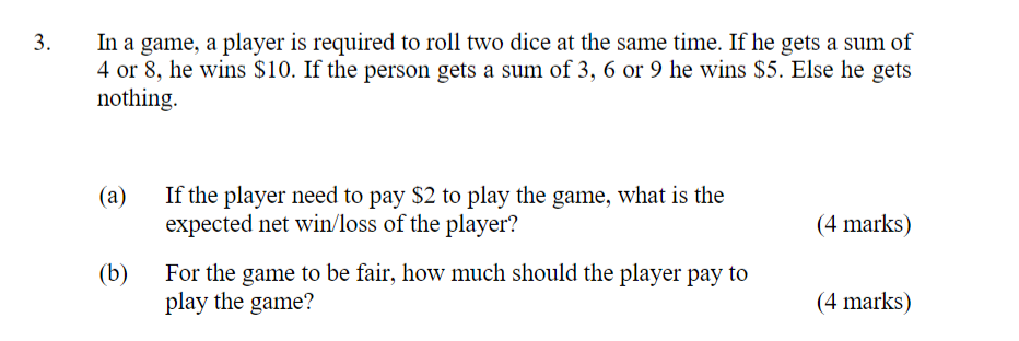 Solved In a game, a player is required to roll two dice at | Chegg.com