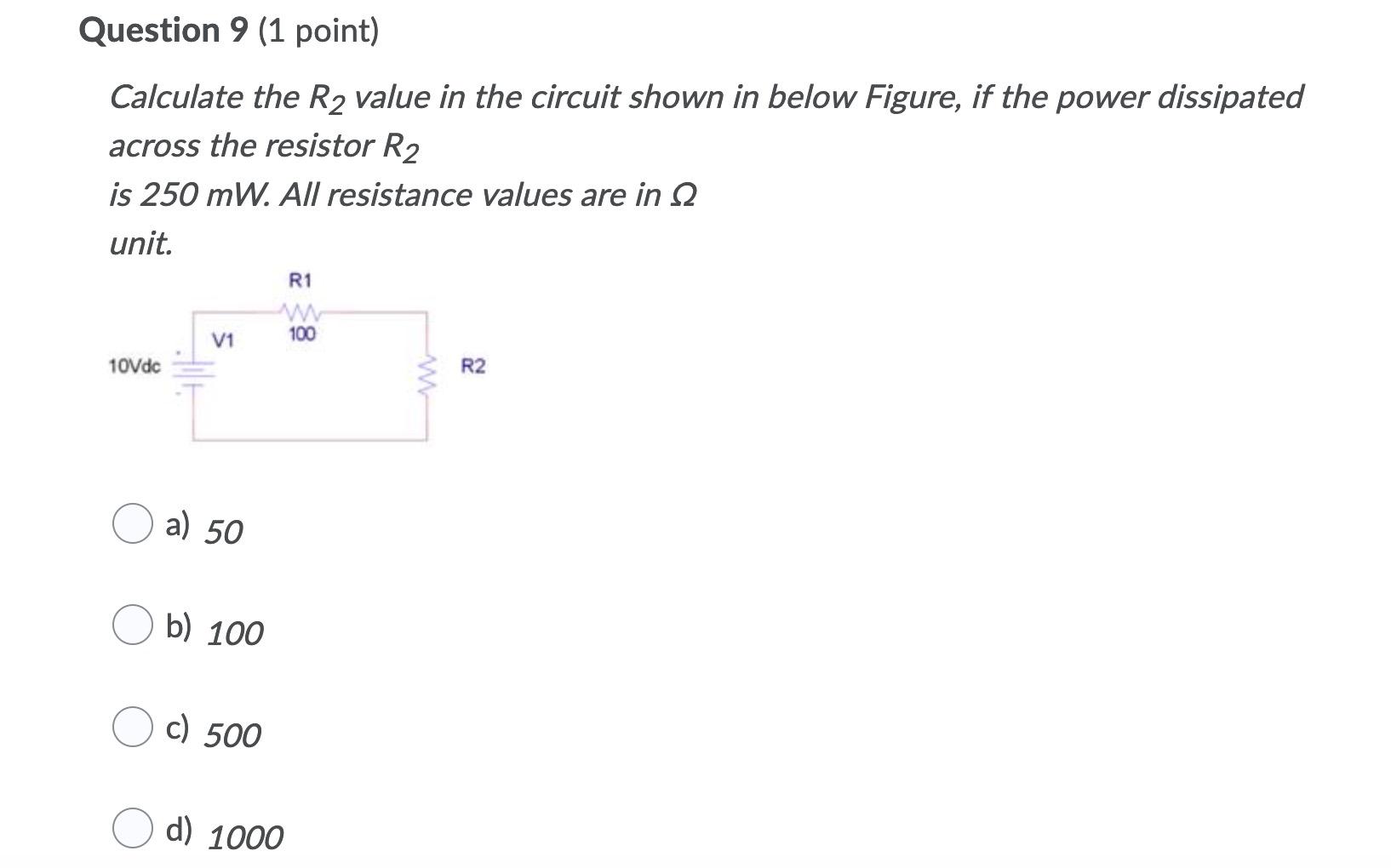 Solved Question 9 (1 point) Calculate the R2 value in the | Chegg.com