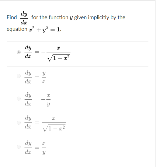 Solved Findfor the function y given implicitly by the | Chegg.com