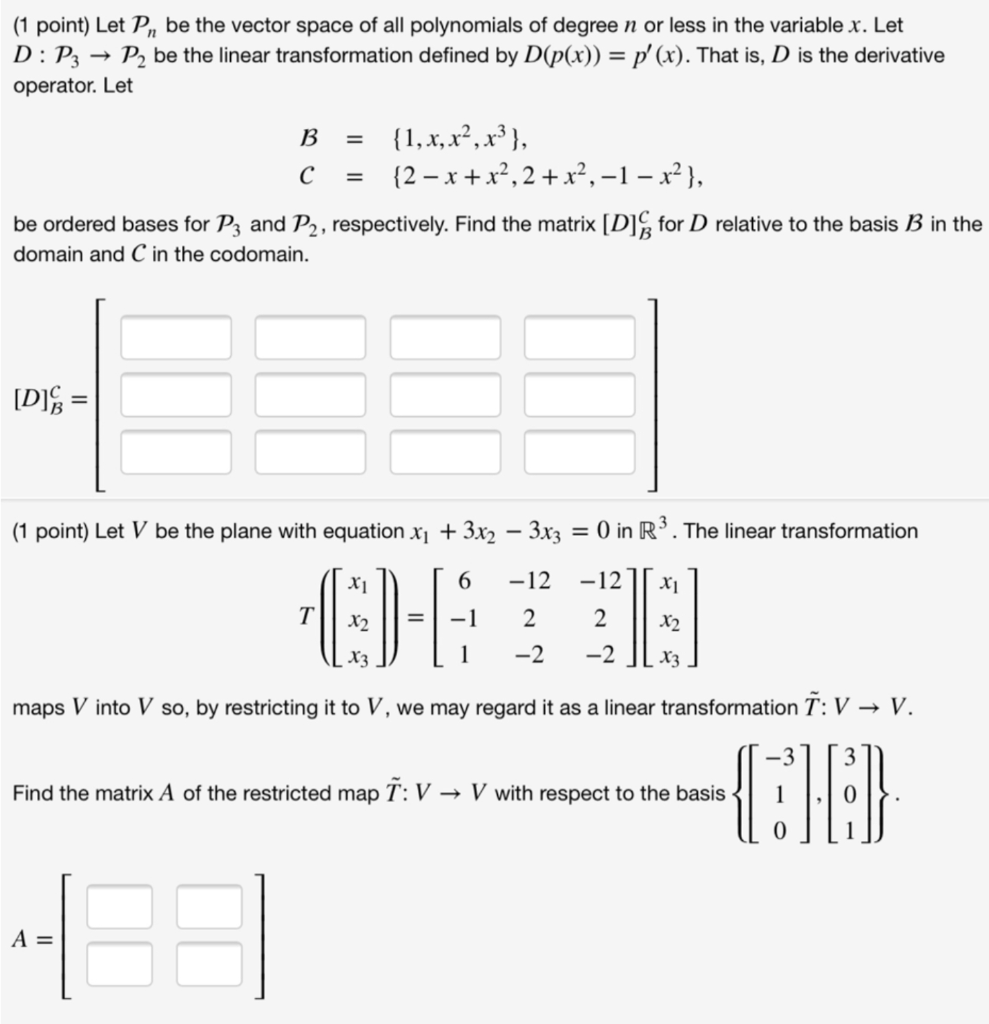 Solved (1 point) Let Pn be the vector space of all | Chegg.com