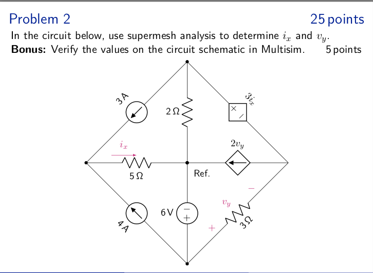 Solved In the circuit below, use supermesh analysis | Chegg.com