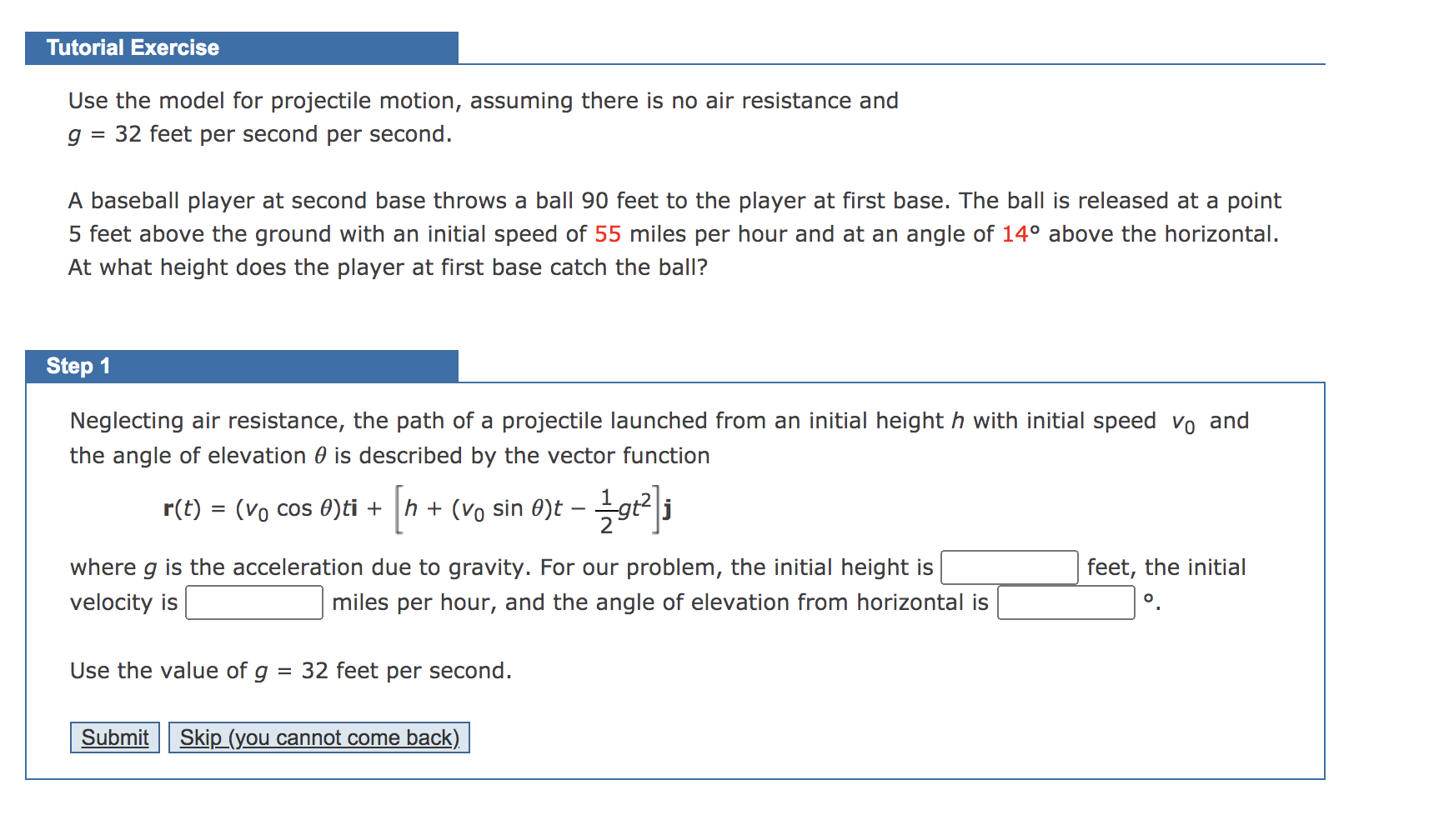 Solved Tutorial Exercise Use the model for projectile | Chegg.com