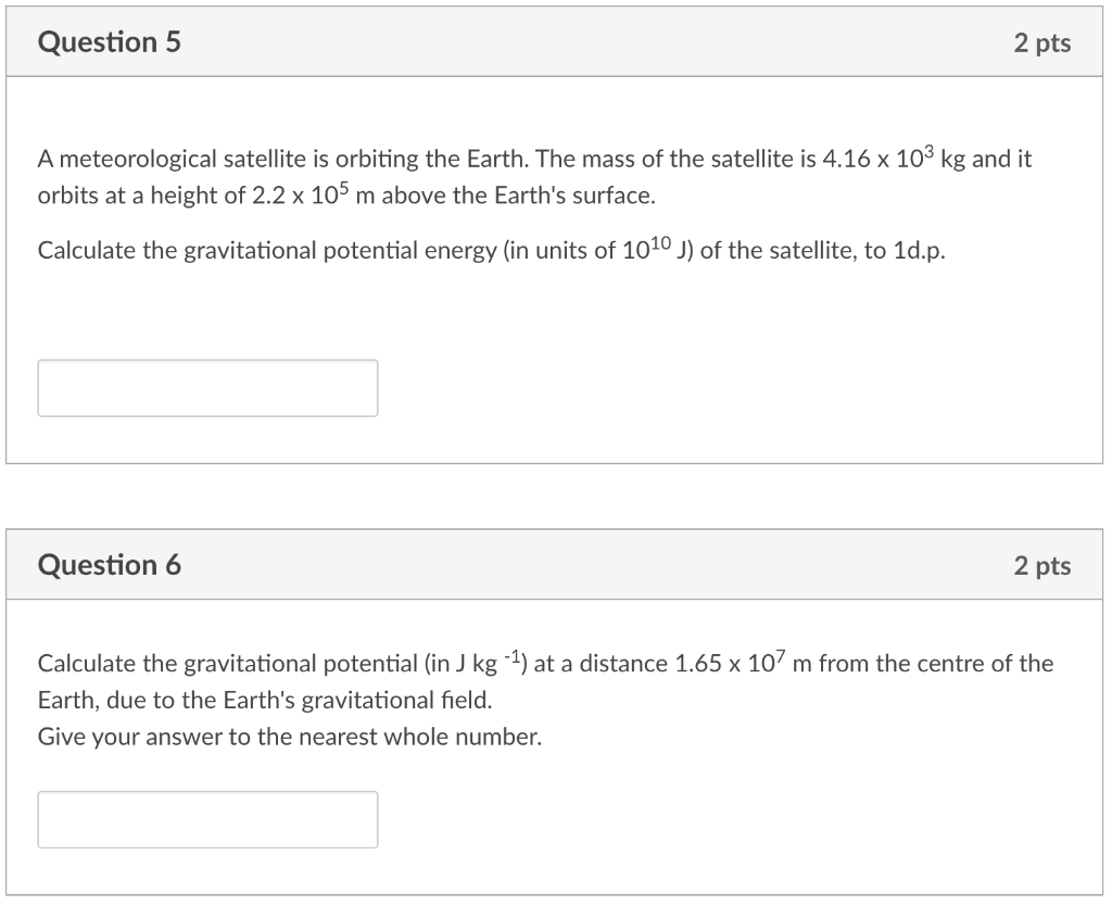Solved Question 5 2 pts A meteorological satellite is | Chegg.com