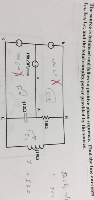 Solved The balanced three phase circuit shown has Vab- phase | Chegg.com