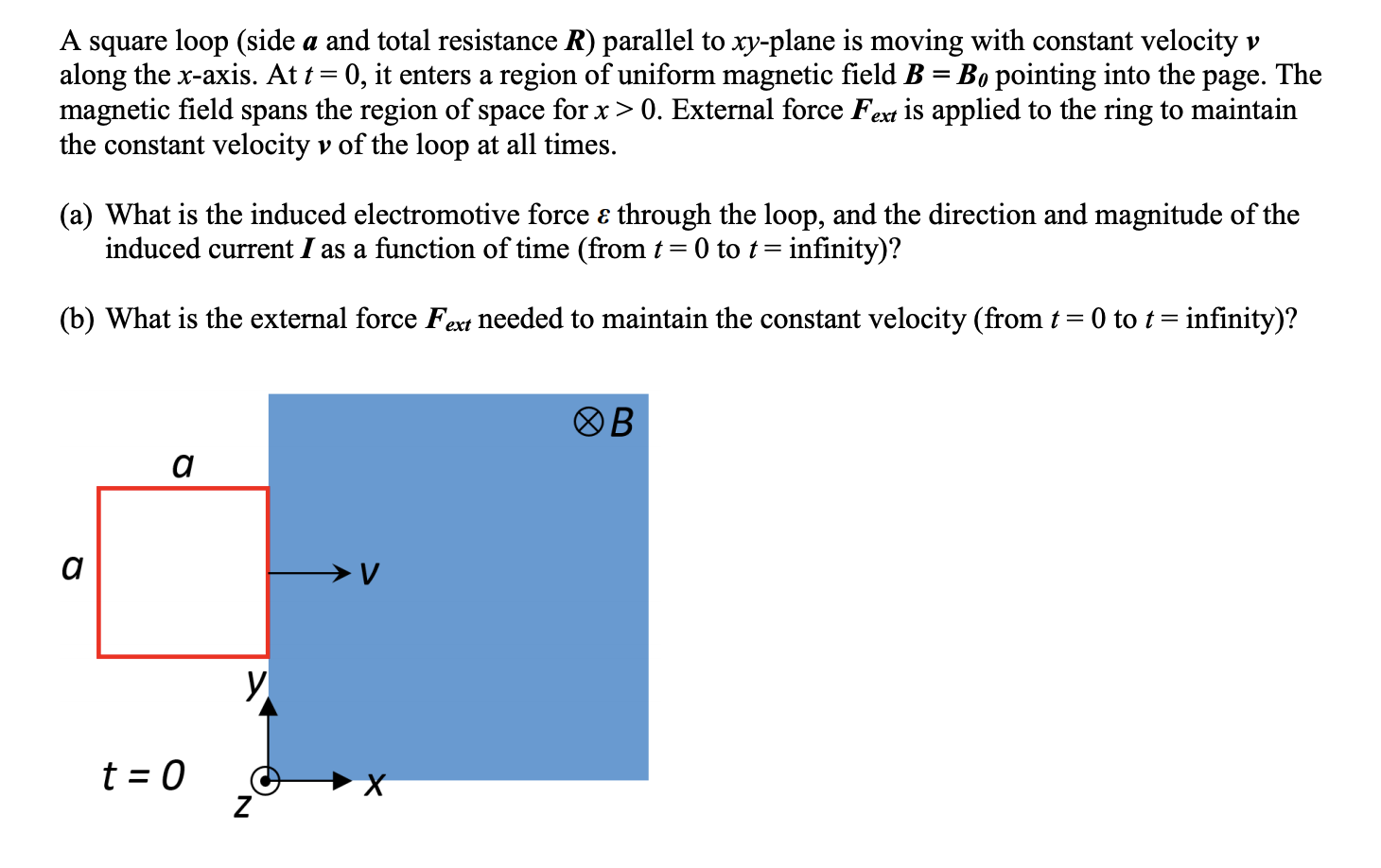 Solved A square loop (side a and total resistance R) | Chegg.com