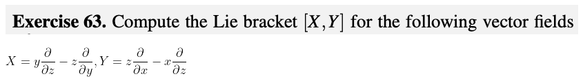 Solved Exercise 63 Compute The Lie Bracket X Y For The