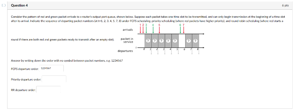 Solved Question 4 6 pts Consider the patter of red and green | Chegg.com