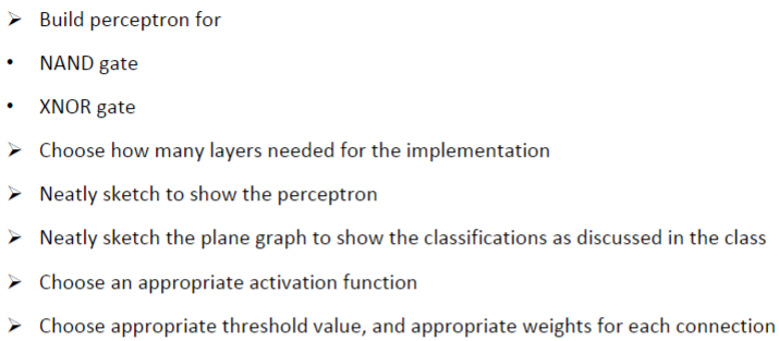 Build perceptron for - NAND gate - XNOR gate Choose | Chegg.com