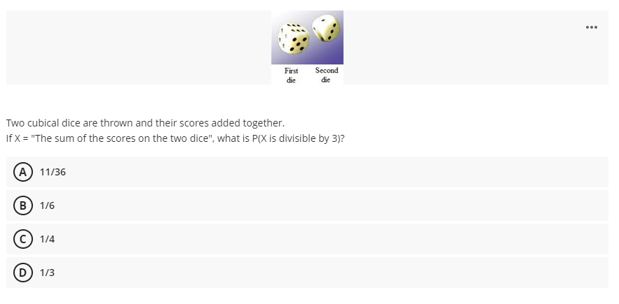 Solved First die Second die Two cubical dice are thrown and | Chegg.com